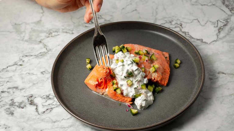 Lemon Poached Salmon with Quick Pickle Sour Cream - Just Cook by ButcherBox