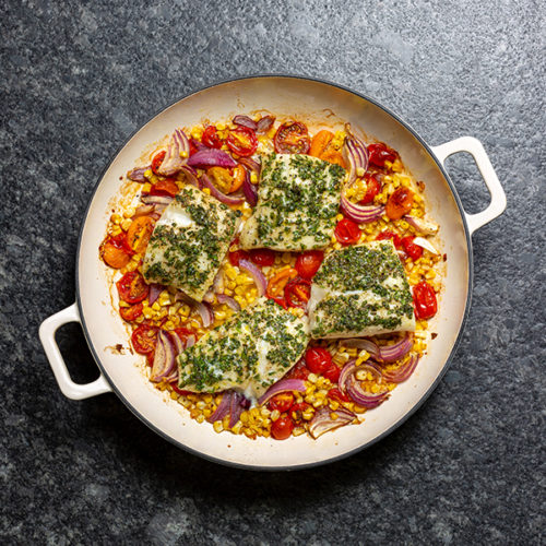 One-Pan Cod with Tomatoes and Corn - Just Cook by ButcherBox