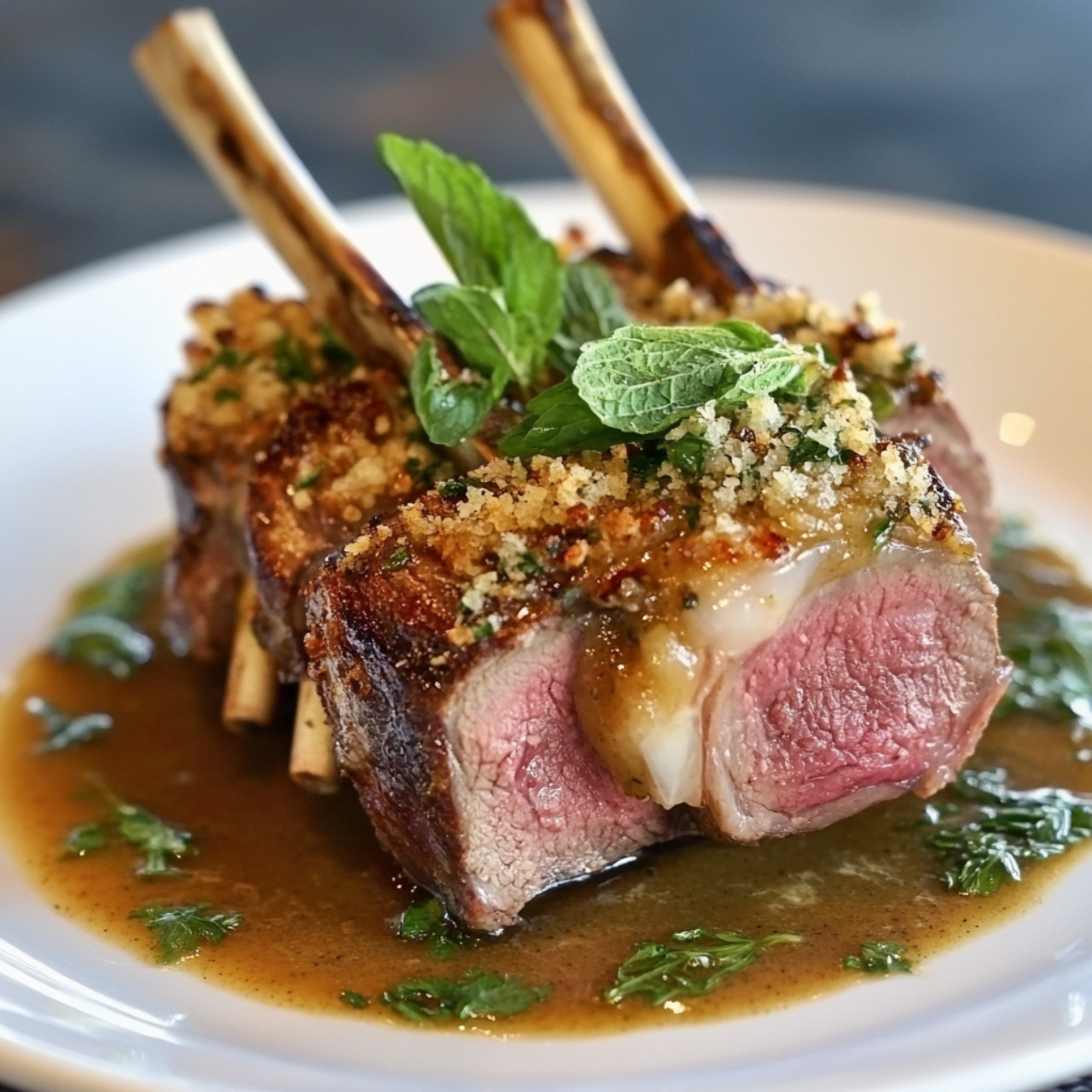 Mint and Garlic Crusted Lamb Rack with Pan Sauce - Just Cook by ButcherBox