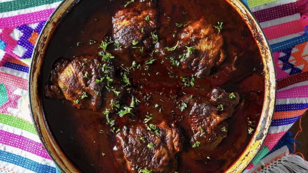 Oaxacan Mole by Way of L.A. - Pan-Fried Mole Chicken Thighs - Just Cook ...