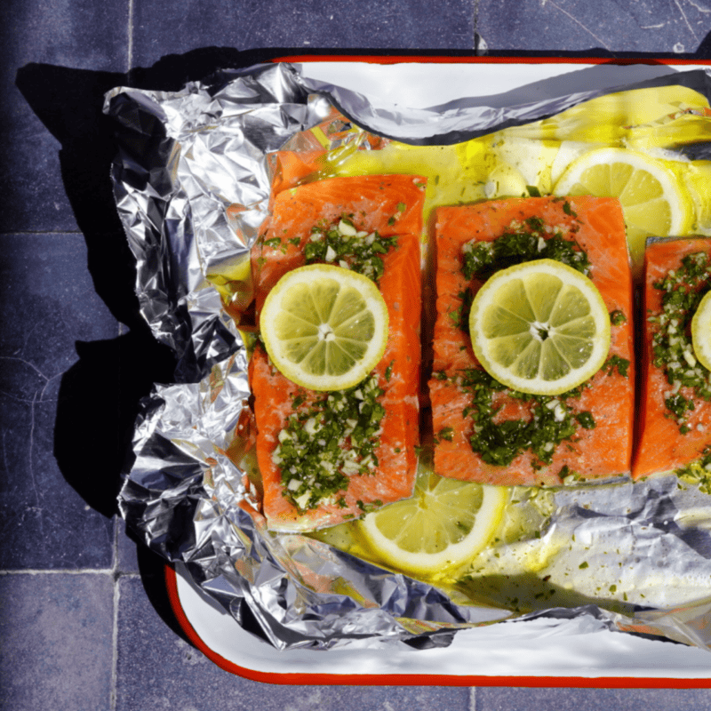 Easy Grilling: Grilled Lemon Herb Sockeye Salmon Foil Pack - Just Cook ...