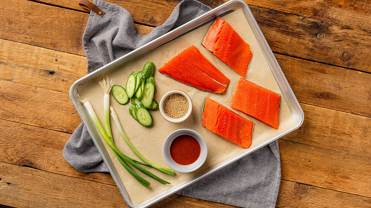 Gochujang-Glazed Salmon with Quick Pickled Cucumbers - Just Cook by ...