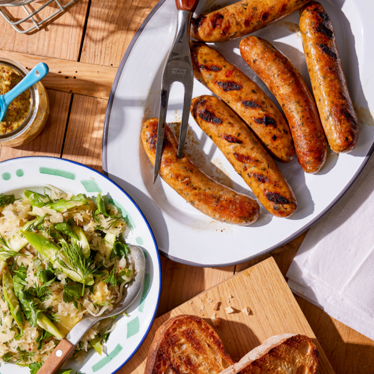 Grilled Italian Chicken Sausages with Herby Spring Sauerkraut - Just ...