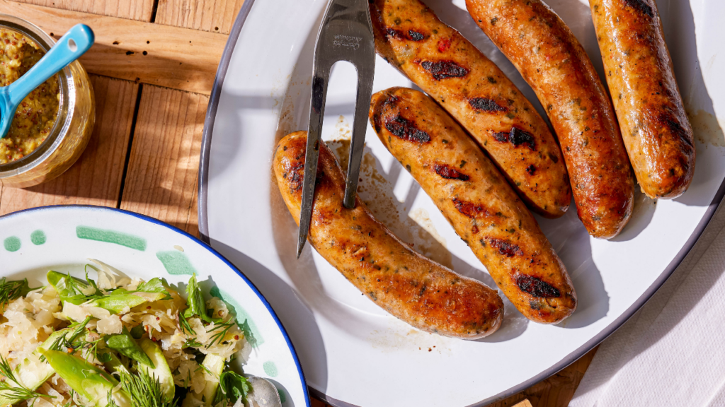 Grilled Italian Chicken Sausages with Herby Spring Sauerkraut - Just ...