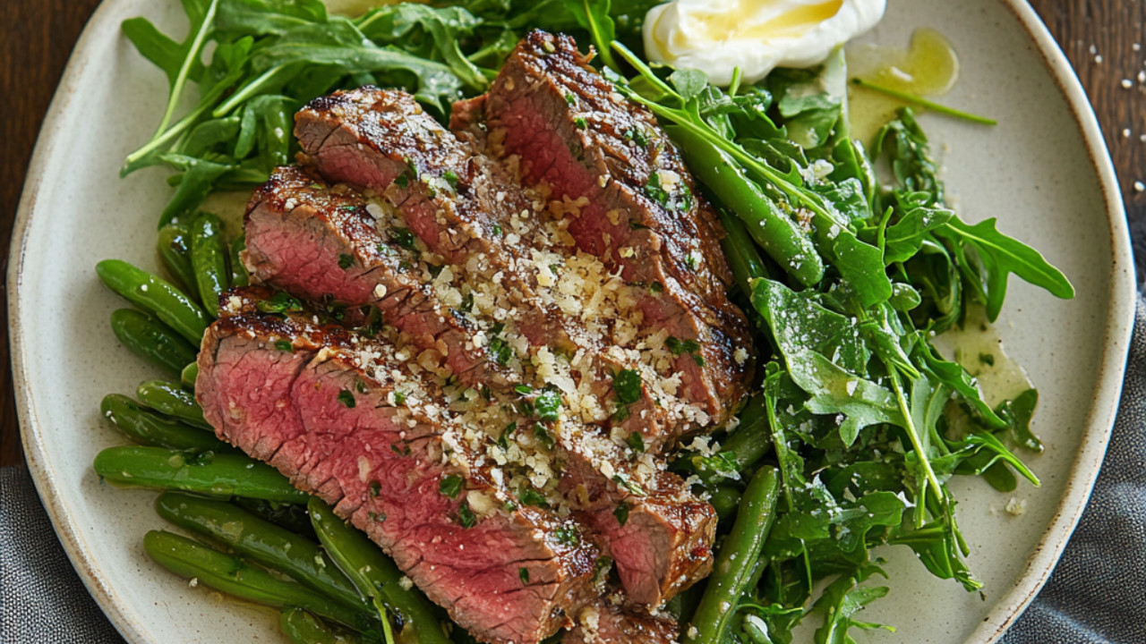 Seared Ranch Steak and Green Bean Salad with Parmesan - Just Cook by ...