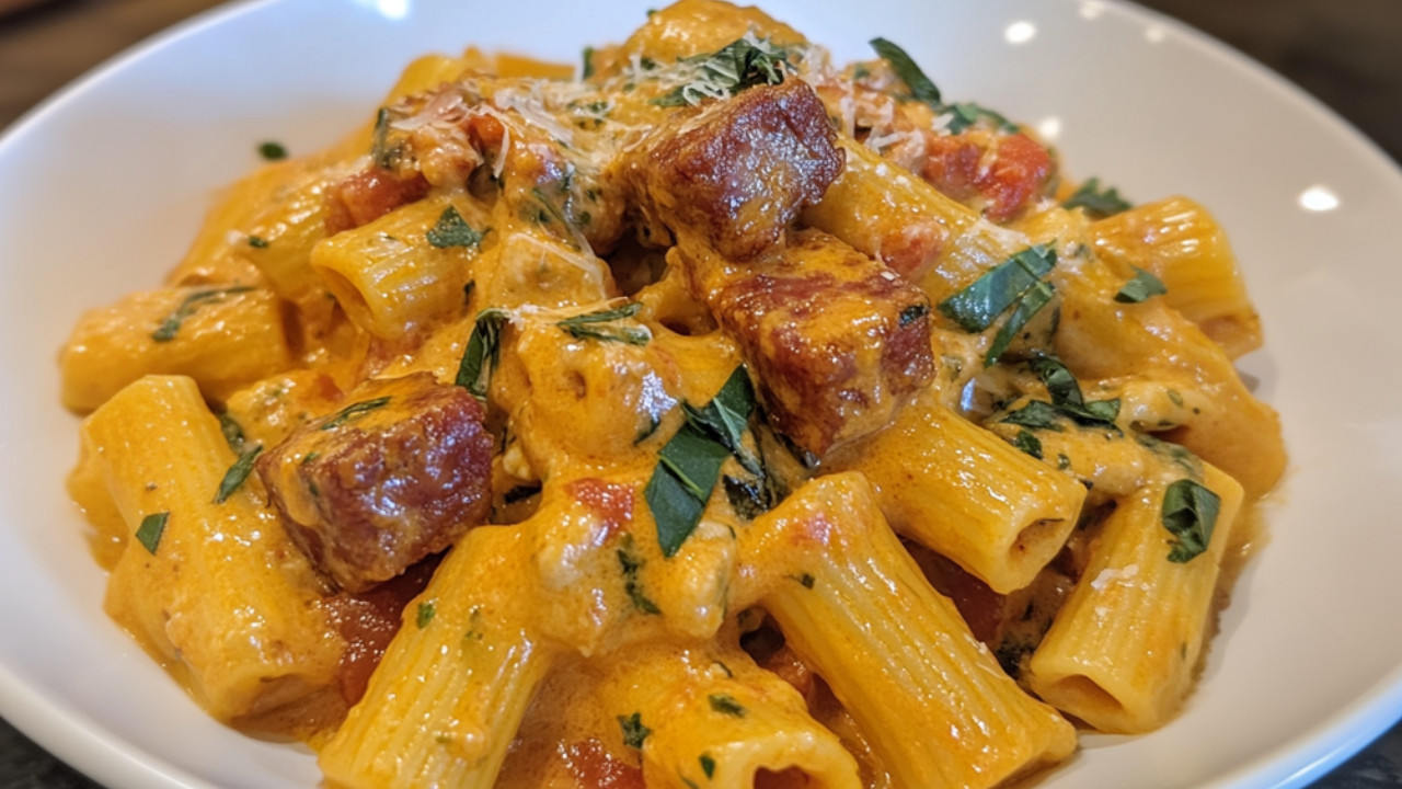 Creamy Tomato Rigatoni with Pork Breakfast Sausage - Just Cook by ...