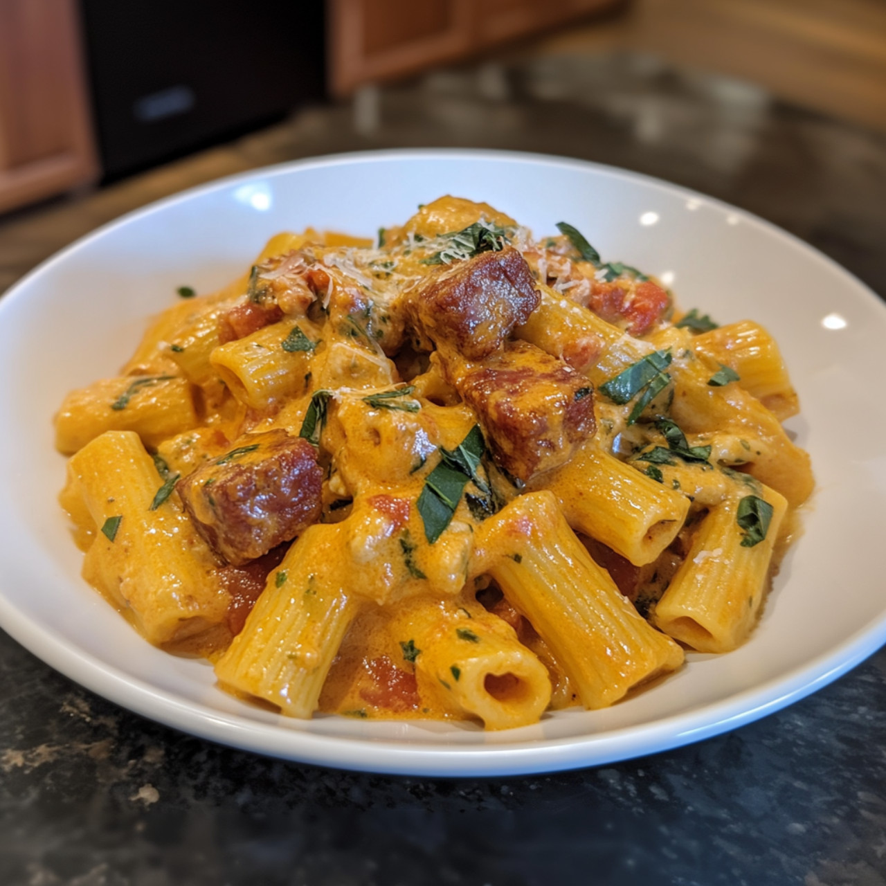 Creamy Tomato Rigatoni with Pork Breakfast Sausage - Just Cook by ...