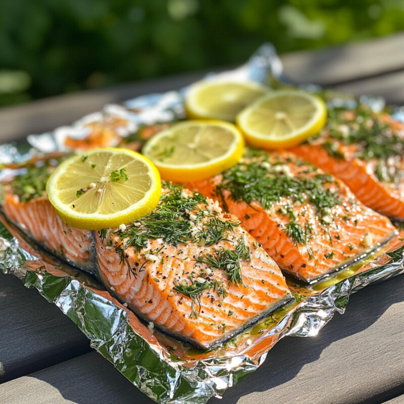 Easy Grilling: Grilled Lemon Herb Sockeye Salmon Foil Pack - Just Cook ...