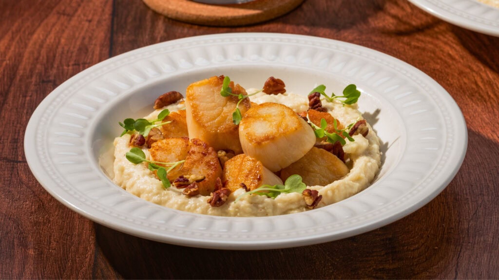 Chef Jason’s Seared Scallops with Pecans and Grits - Just Cook by ...