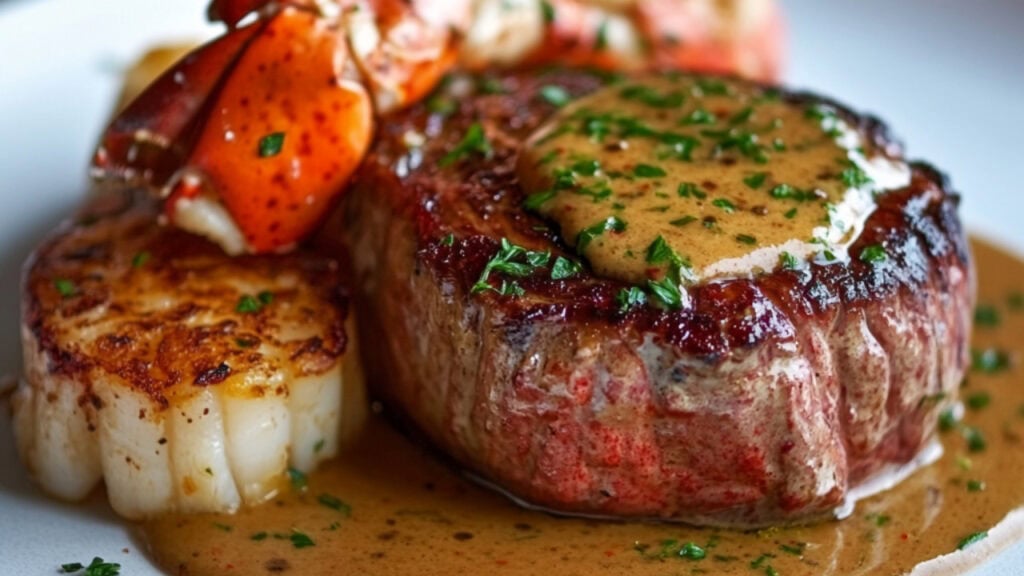 Surf n’ Turf - Tomahawk Steak and Lobster with Mushroom Madeira Sauce ...