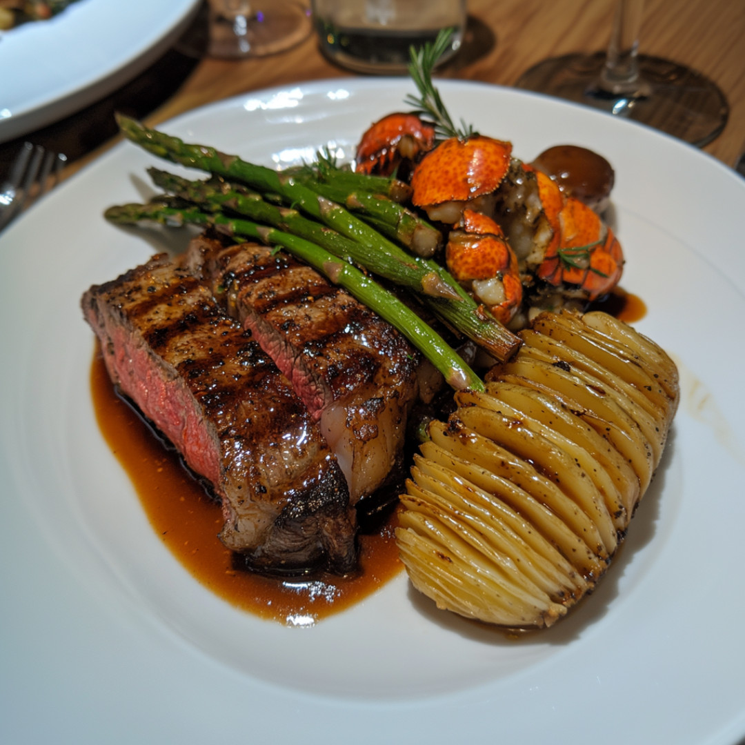 Surf n’ Turf - Tomahawk Steak and Lobster with Mushroom Madeira Sauce ...
