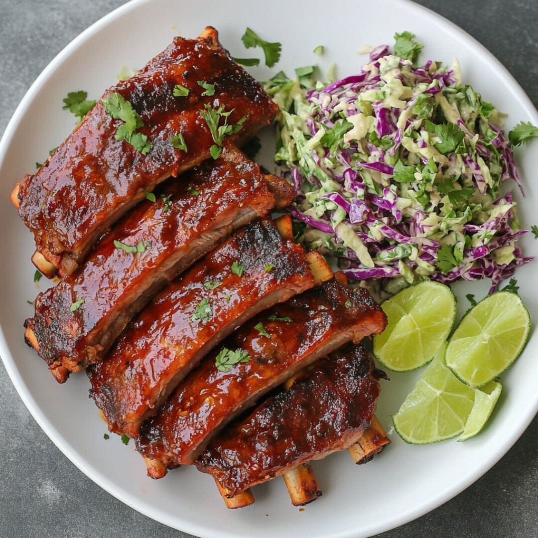 Easy BBQ Hot Honey Party Ribs with Honey-Lime Slaw - Just Cook by ...